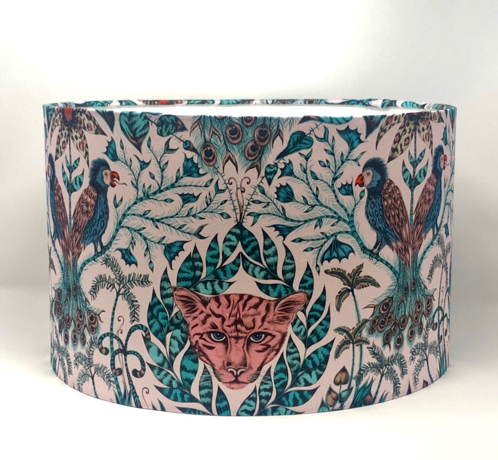 Amazon Pink Leopard design drum lampshade in an Emma J Shipley fabric ...